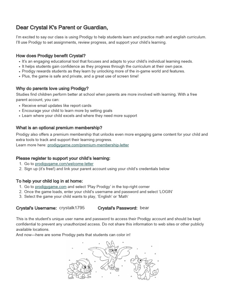 Prodigy Parent Letters 232240319 1665962756 | PDF