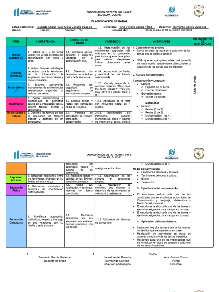 Planificación de Tercero | PDF