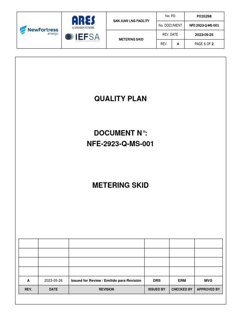NFE 2923 Q MS 001 - A Quality Plan | PDF
