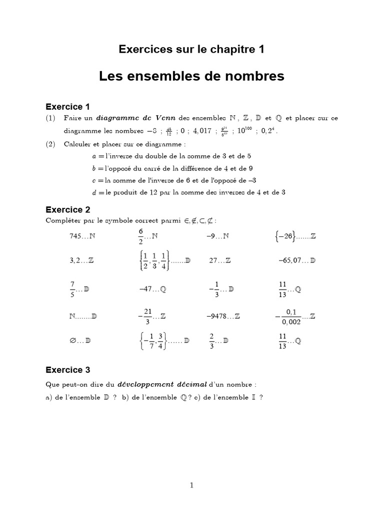 Exercices Ensembles de Nombres | PDF