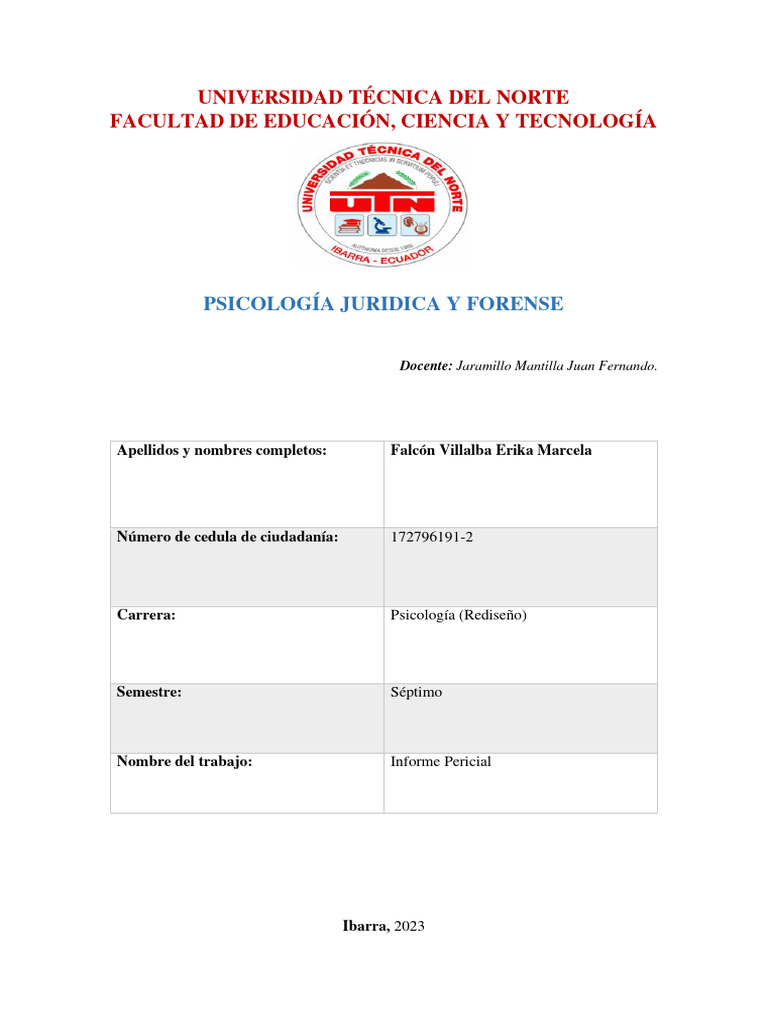 Falcón Erika InformePericial Ps - Jur.forense | PDF | Violencia ...