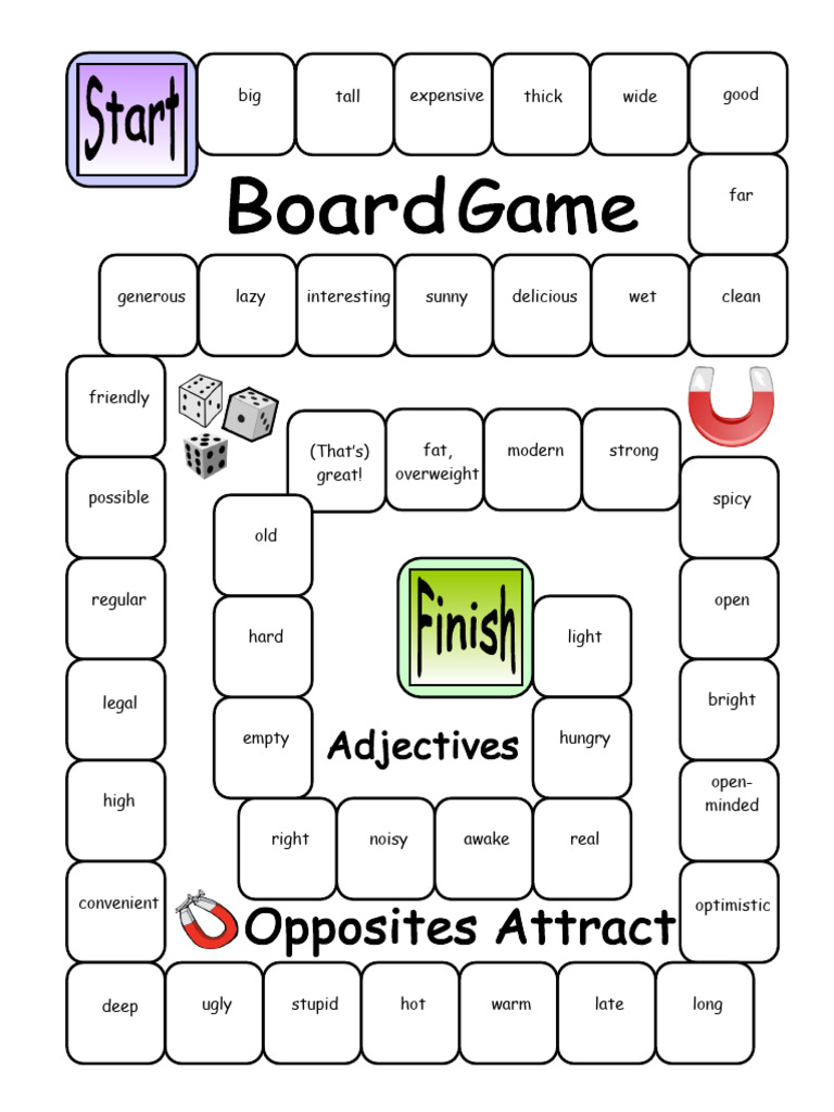 Board Game - Opposites Attract (Adjectives) | PDF