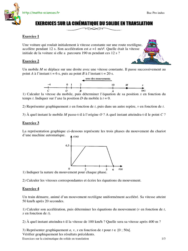 Exercices MVT Rectiligne | PDF