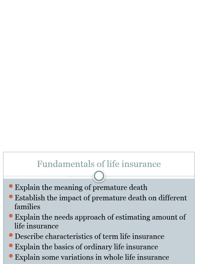 Lecture 10 Fundamentals of Life Insurance (1) | PDF