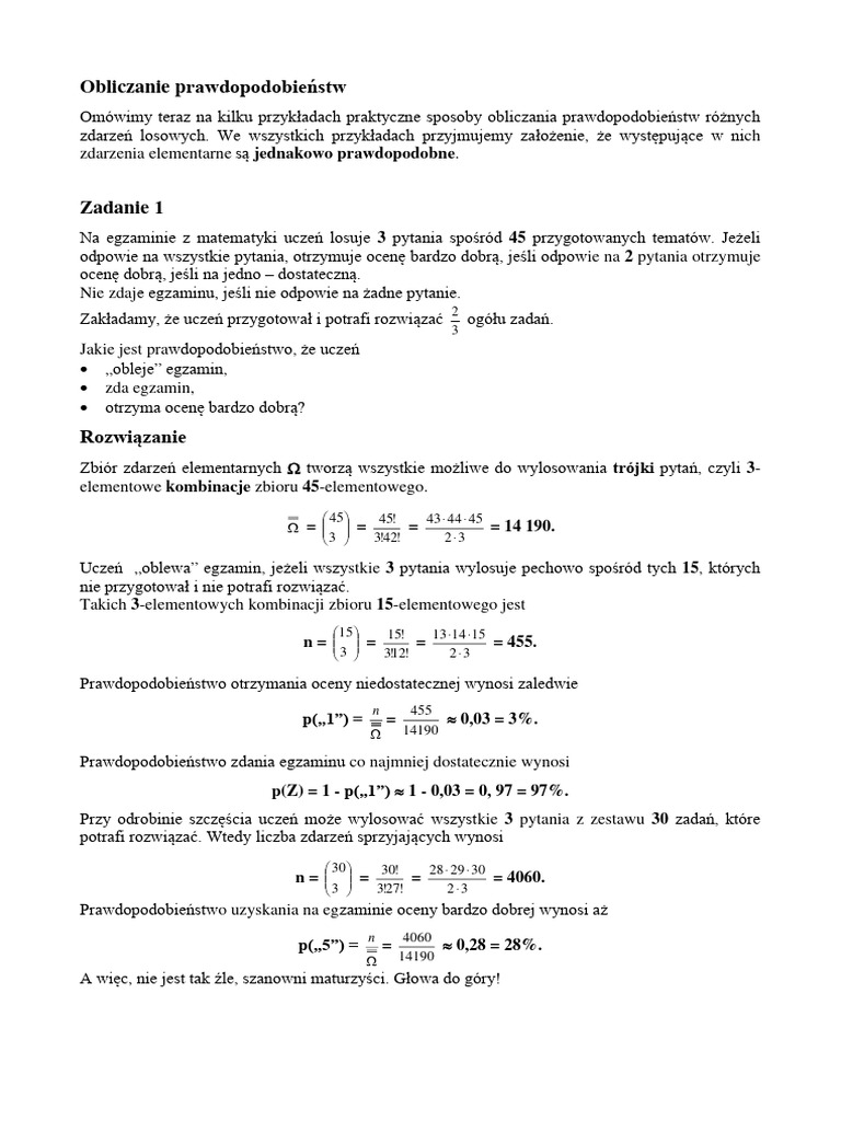 Obliczenia Prawdopodobieństw | PDF