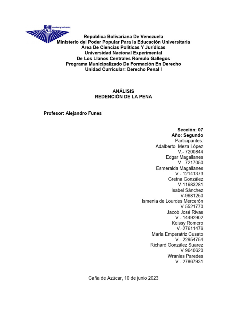 Trabajo Análisis Redención de La Pena. | PDF | Derecho penal | Prisión Trabajo Análisis Redención de La Pena. | PDF | Derecho penal | Prisión