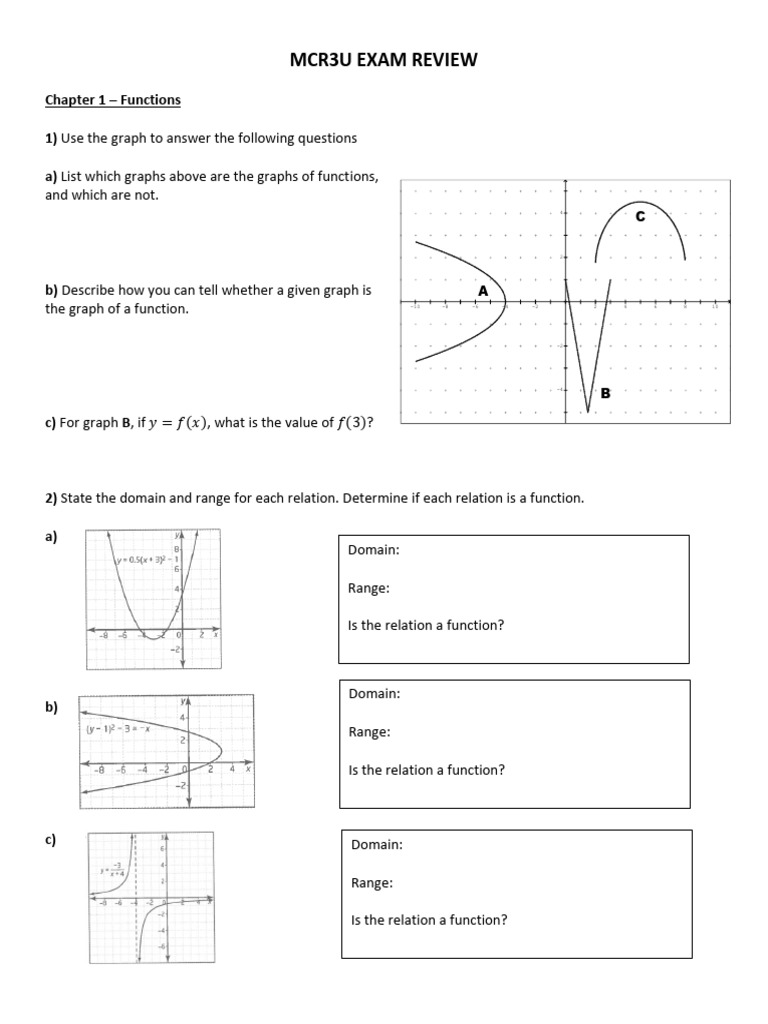 Mcr3u Full Exam Review | PDF | Science & Mathematics