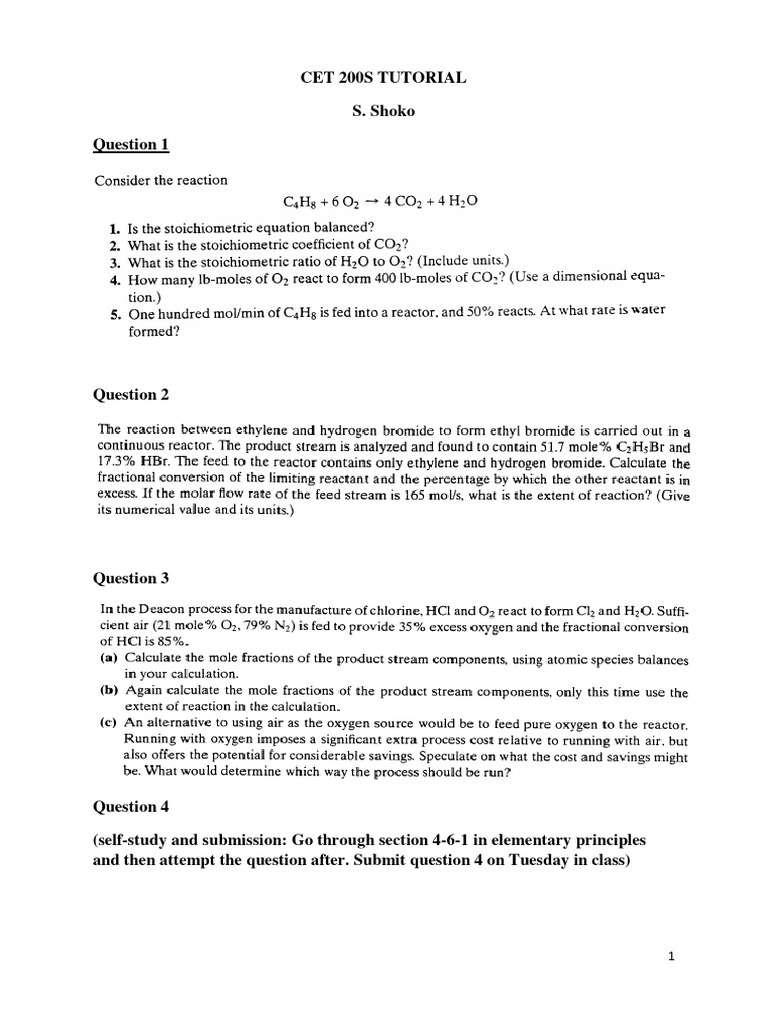 CET 200S Tutorial Questions Guide | PDF