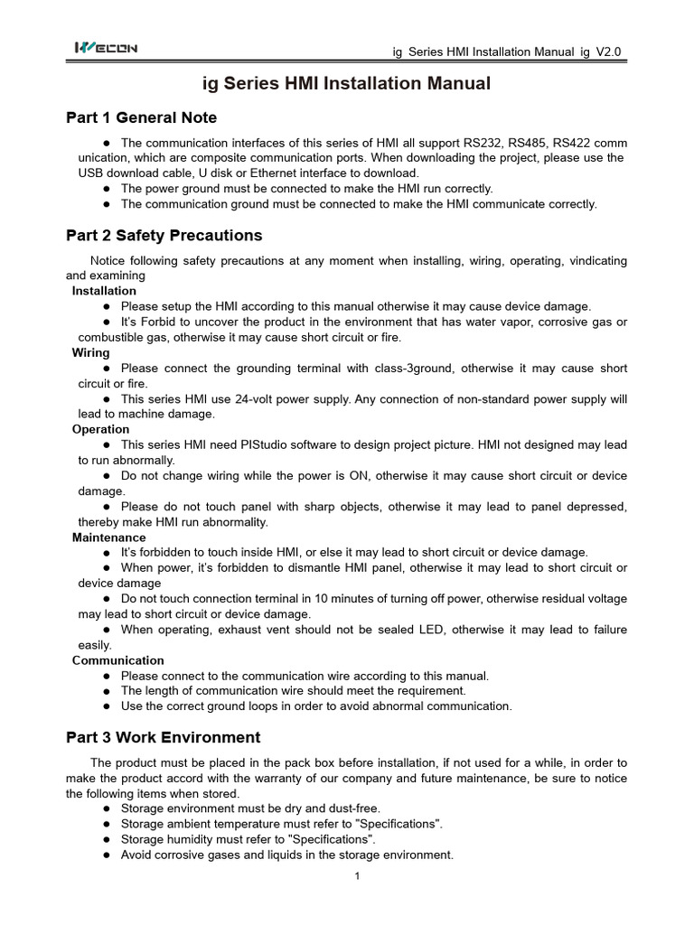 Ig Series HMI Installation Manual | PDF