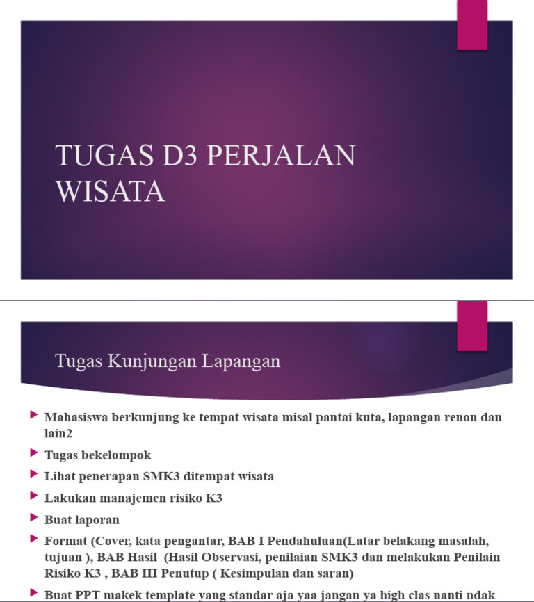 Tugas d3 Perjalan Wisata | PDF