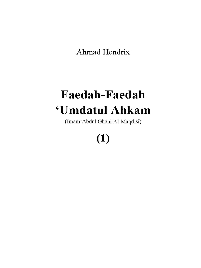 Faedah-Faedah 'Umdatul Ahkam | PDF