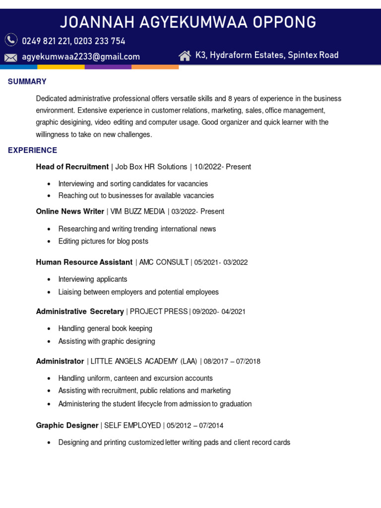 Agyekumwaa CV PDF | PDF | Recruitment | Computing