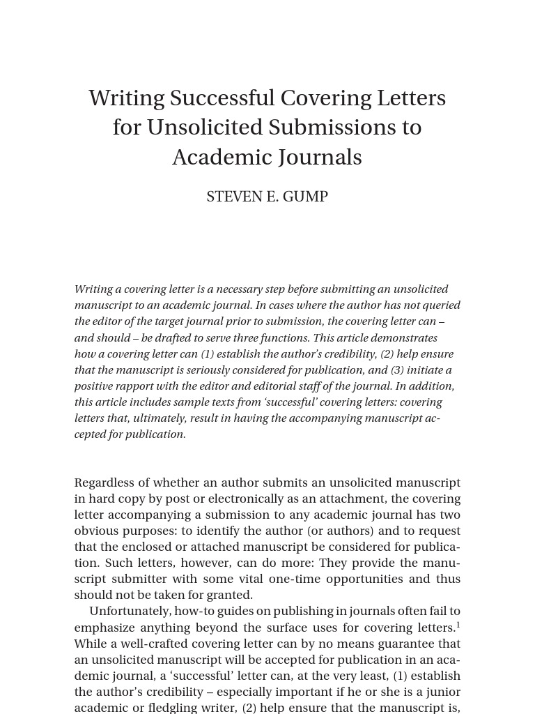 Successful Covering Letters For Academic Journals | PDF | Academic ...