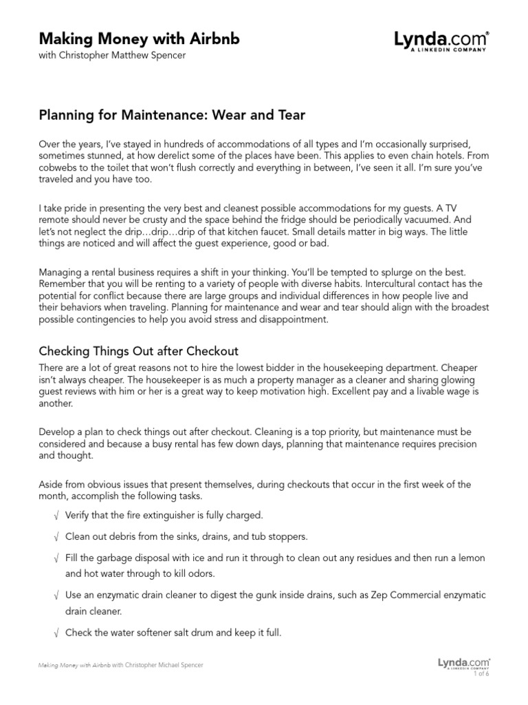 Maintenance Checklist | PDF