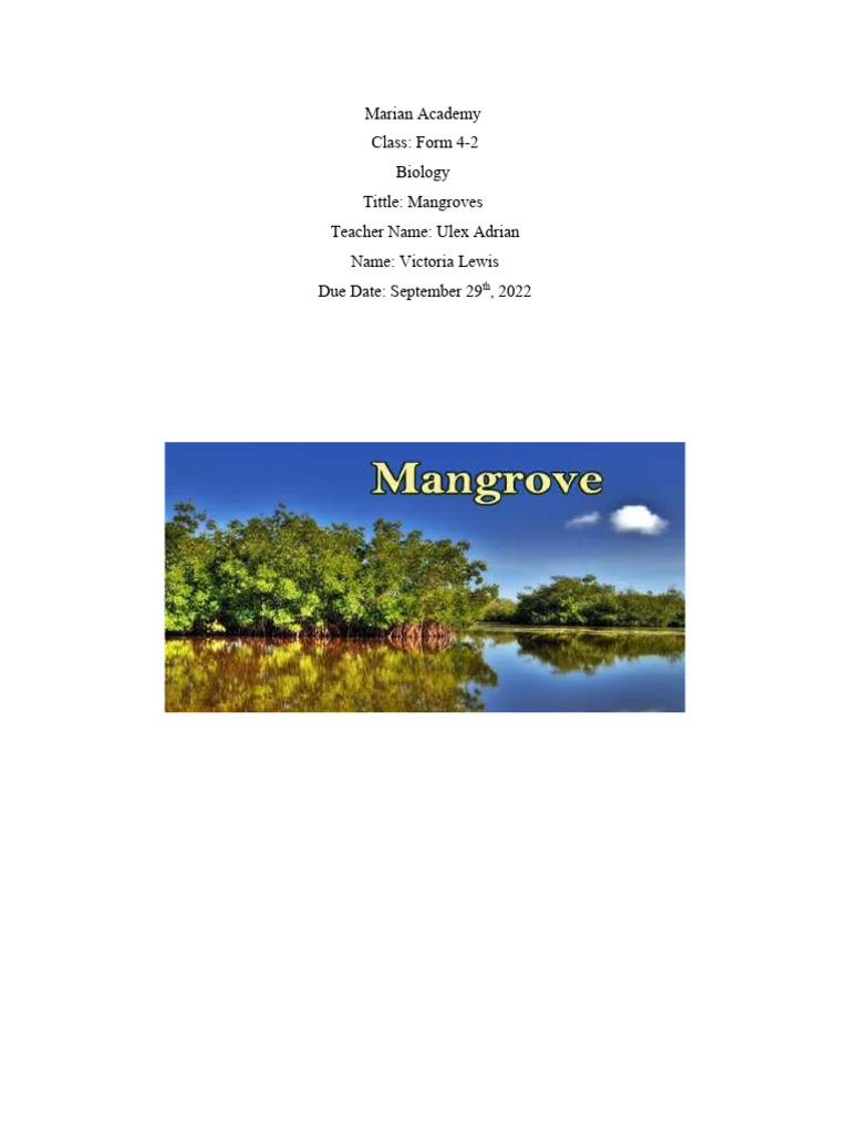 Biology Assignment #1 (Mangroves) | PDF