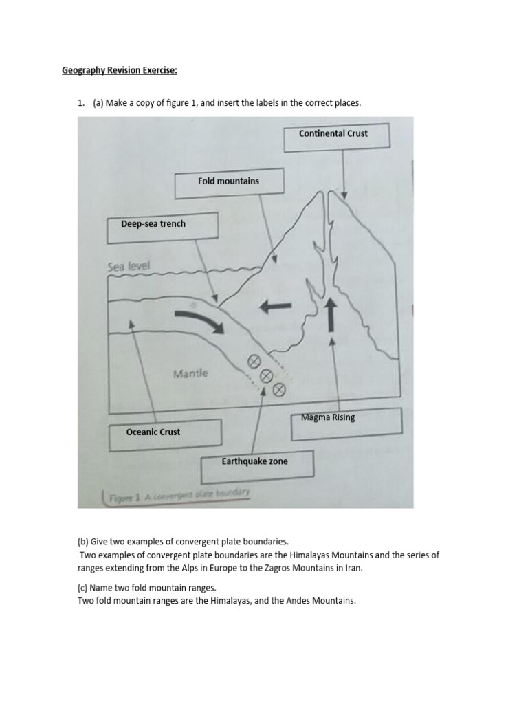 Geography Revision Exercise 1 | PDF | Volcano | Plate Tectonics