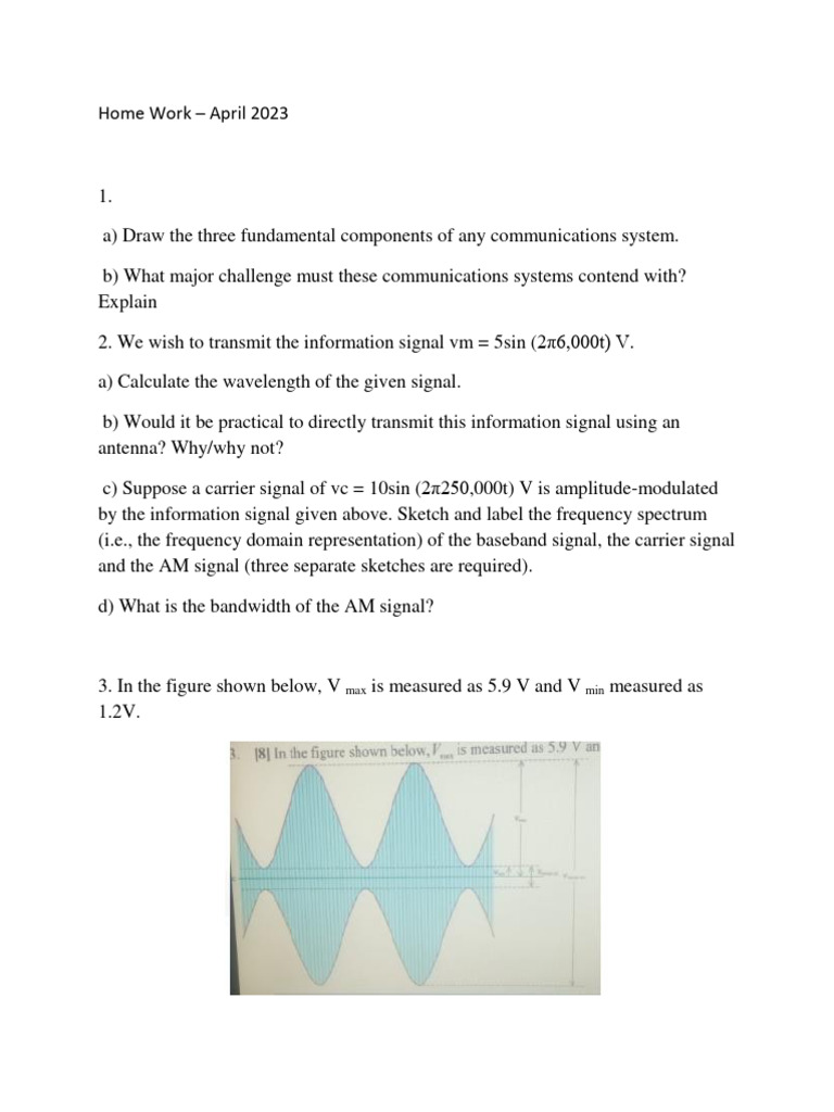 Communications Systems Homework | PDF
