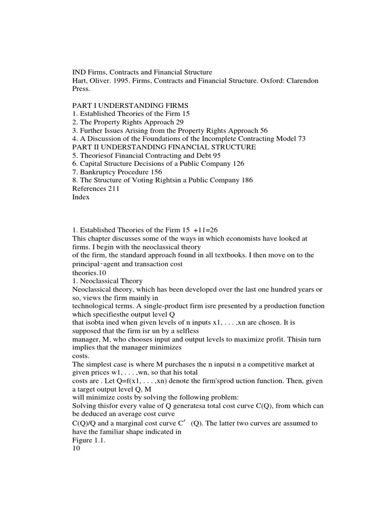 IND Firms, Contracts and Financial Structure | PDF
