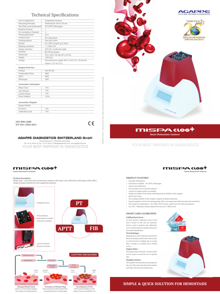 Mispa Clog+: Smart Hemostasis Analyzer | PDF