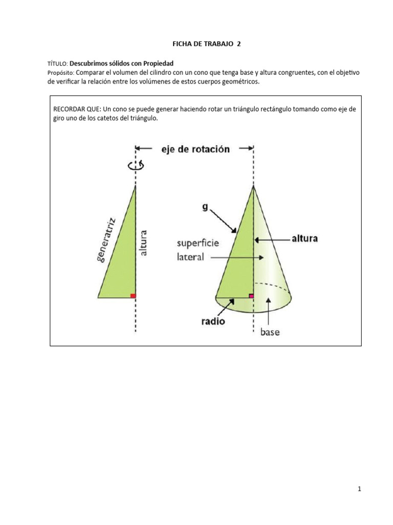 Ficha de Trabajo 2 - Cono | PDF