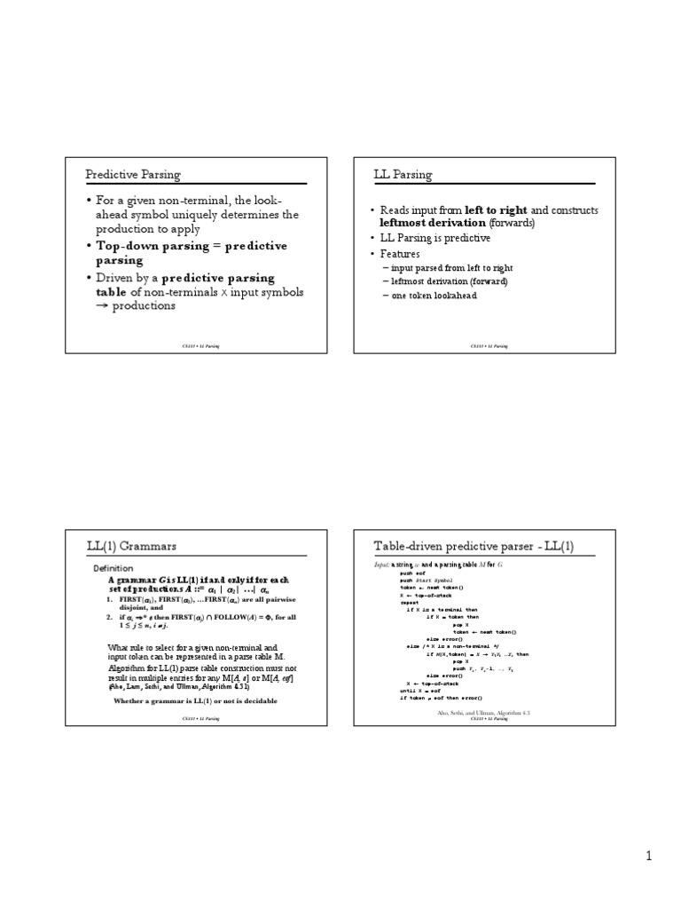 LL1 Parsing | PDF | Parsing | Language Mechanics LL1 Parsing | PDF | Parsing | Language Mechanics