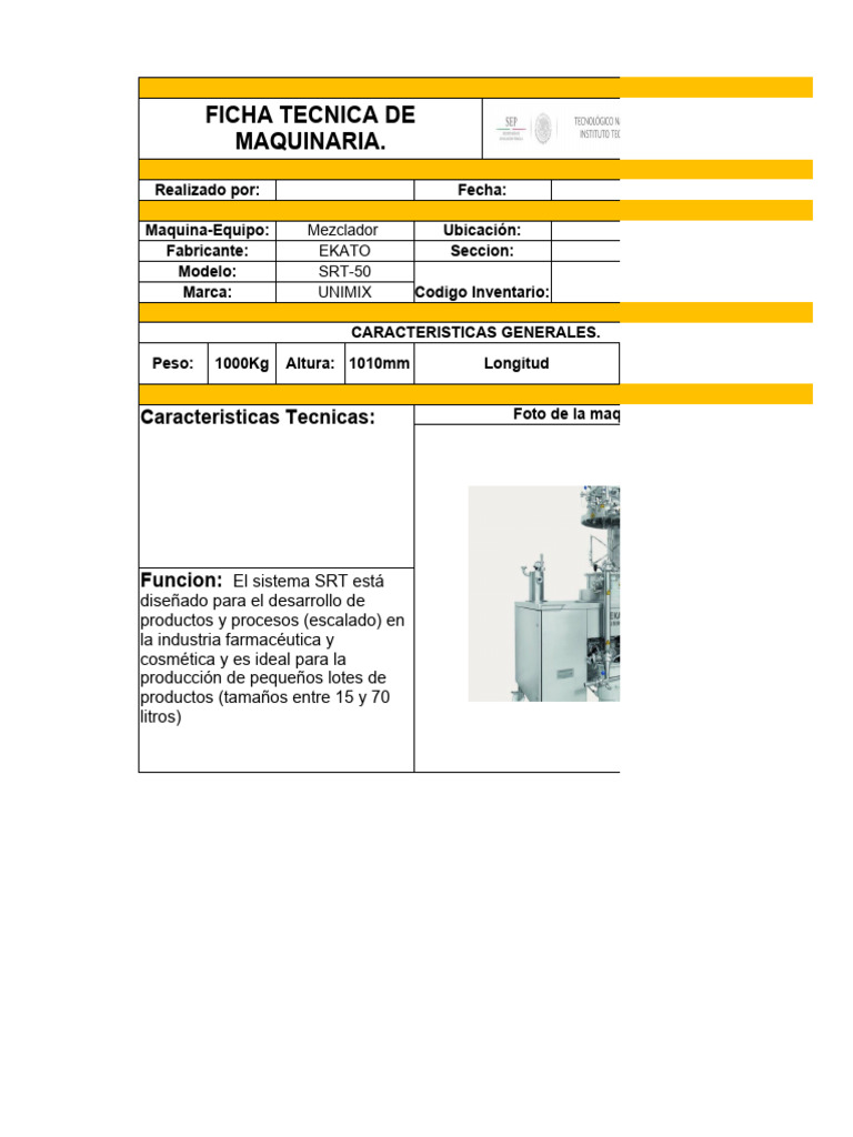 FICHAS TECNICAS DE MAQUINARIA | PDF
