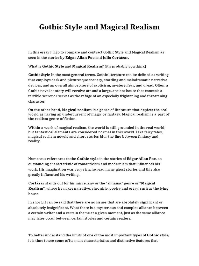 Gothic Style and Magical Realism - Essay | PDF | General Fiction
