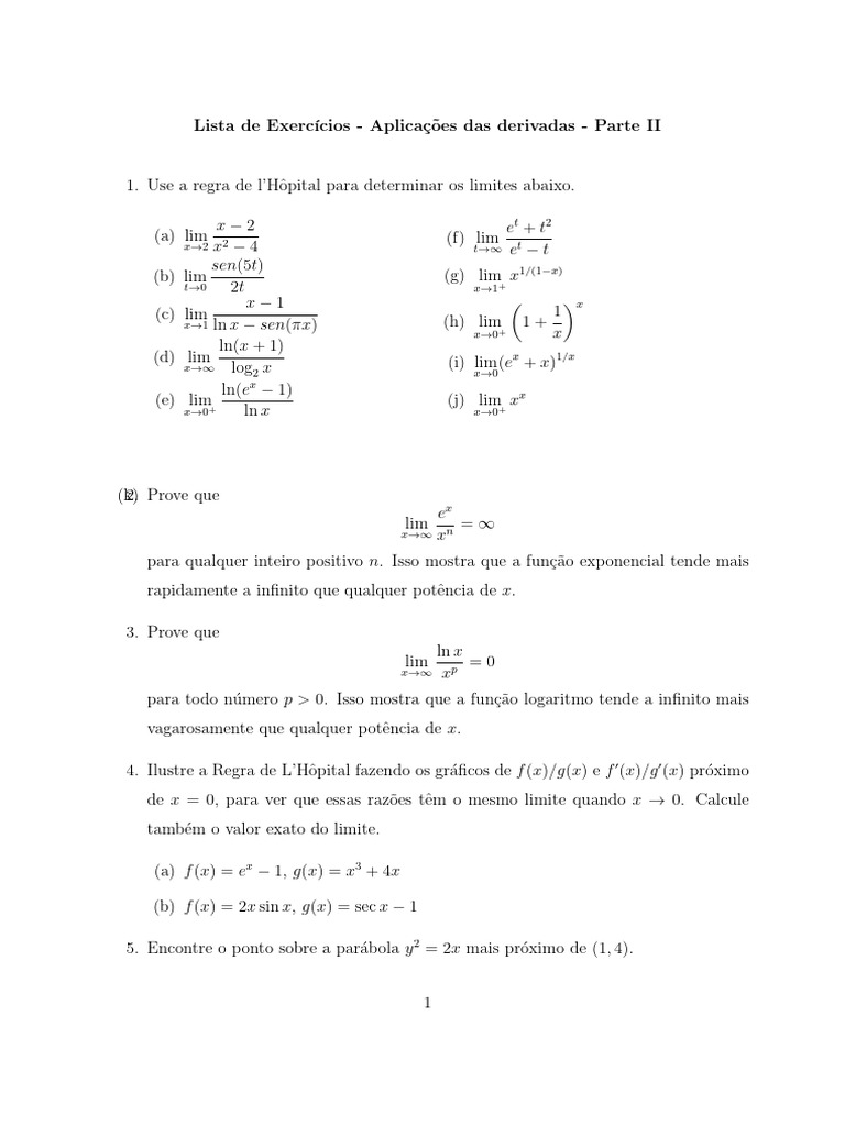 Cálculo1 Lista5 | PDF