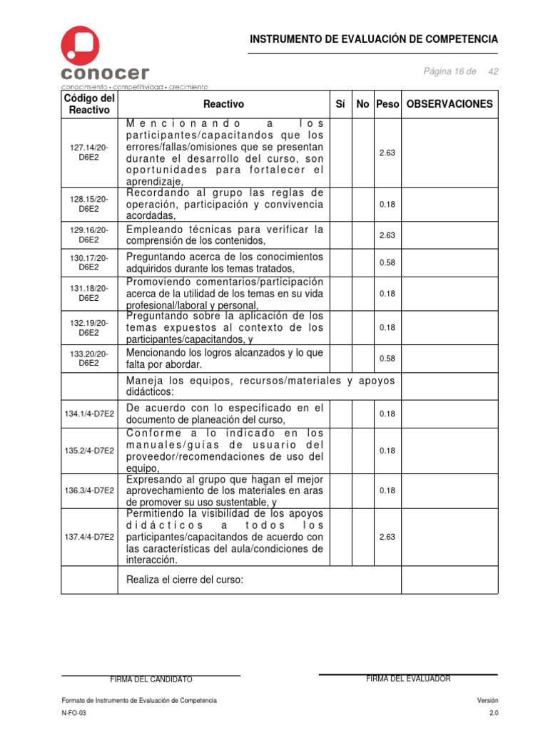 Instrumento de Evaluación de Competencia | PDF