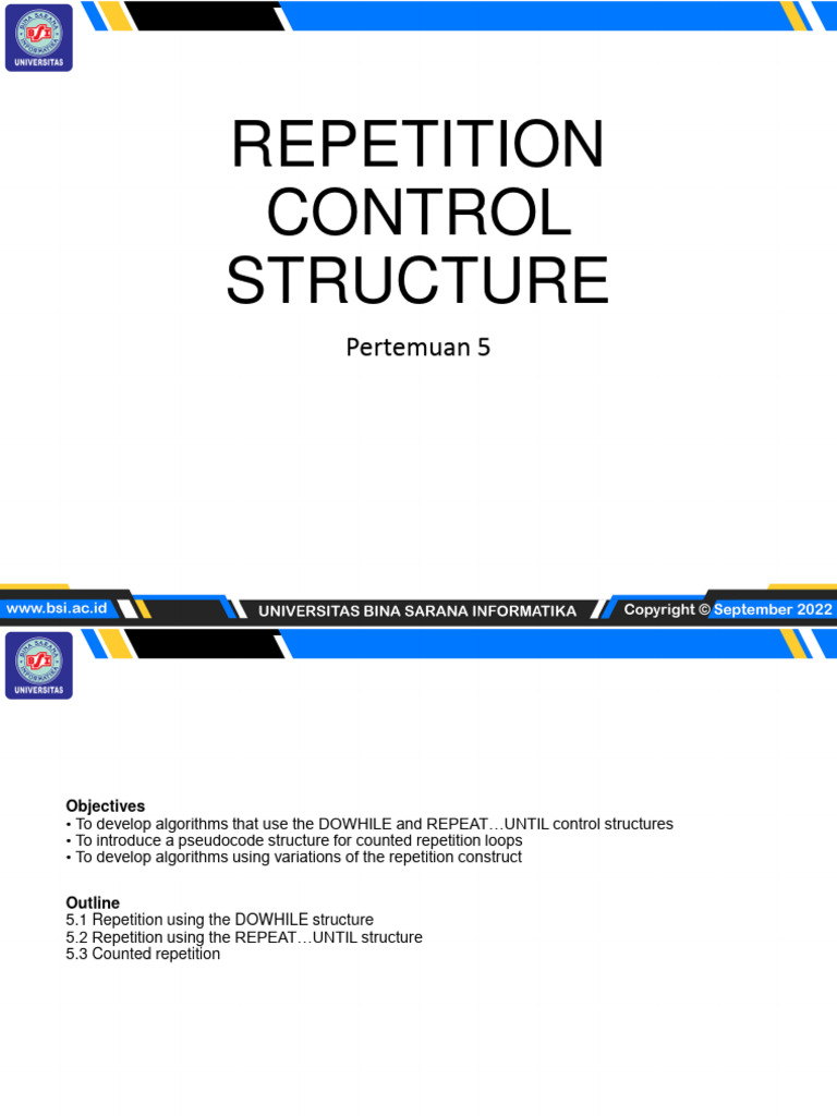 Repetition Control Structure: Pertemuan 5 | PDF | Komputer