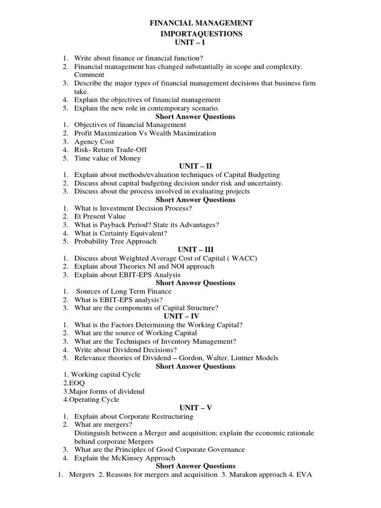 2.FM-Important Questions | PDF