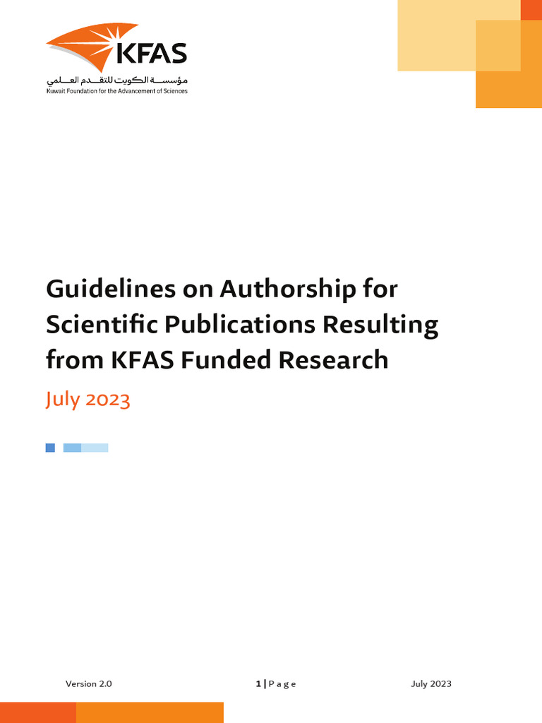 KFAS Guidelines For Authorship - V2 - July 2023 | PDF