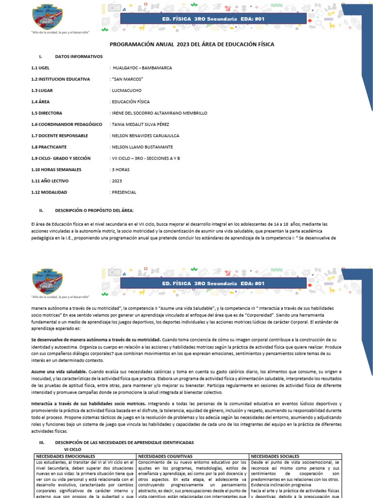 Plan Anual 3ro Sec 2023 Listo | PDF