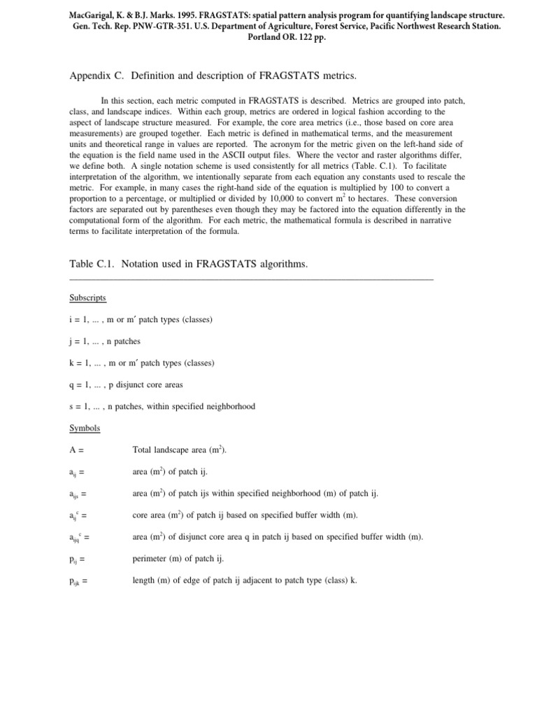 MetricasFragstats English | PDF