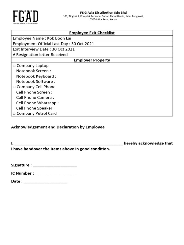 Exit Letter (Kok) | PDF