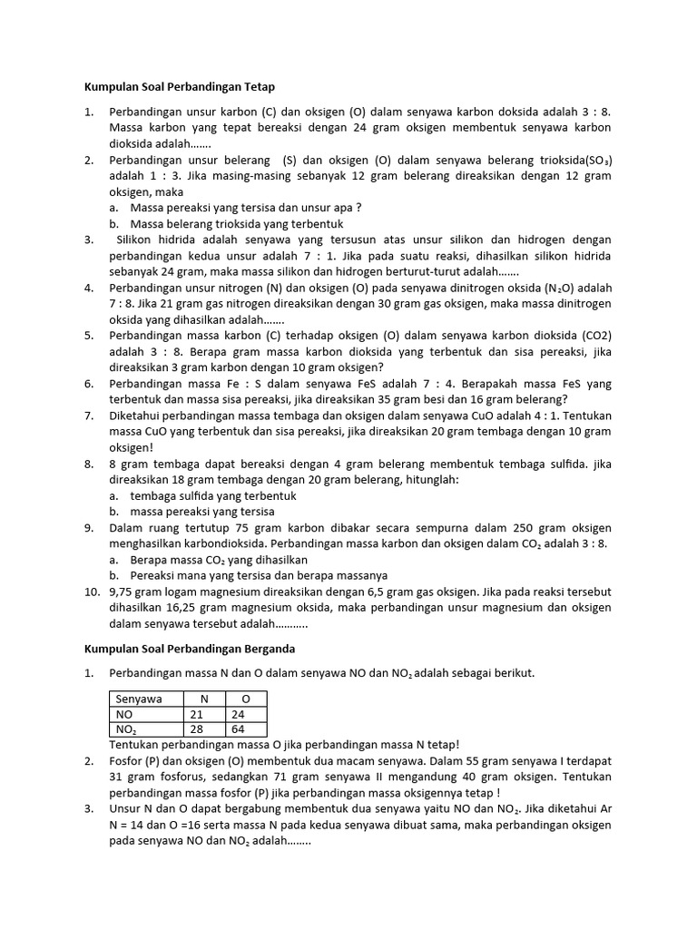 Kumpulan Soal Stoikiometri | PDF