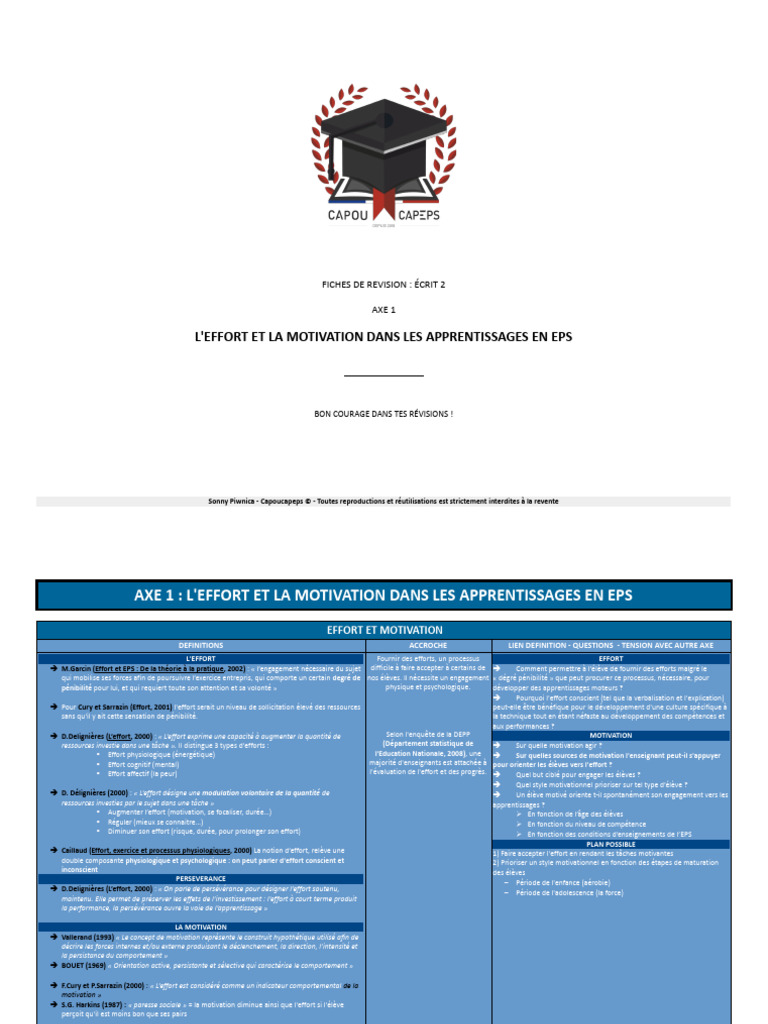 (E2) Axe 1 - L'effort Et La Motivation Dans Les Apprentissages en EPS | PDF