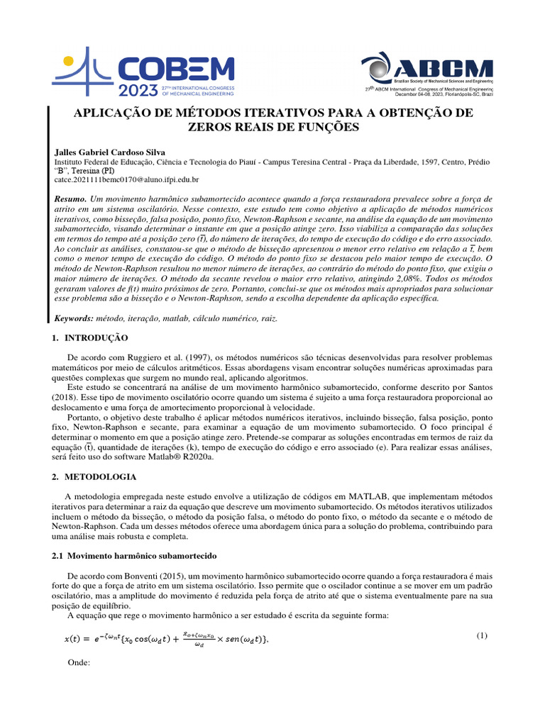 Trabalho Métodos Numéricos - Jalles Gabriel Cardoso Silva | PDF ...