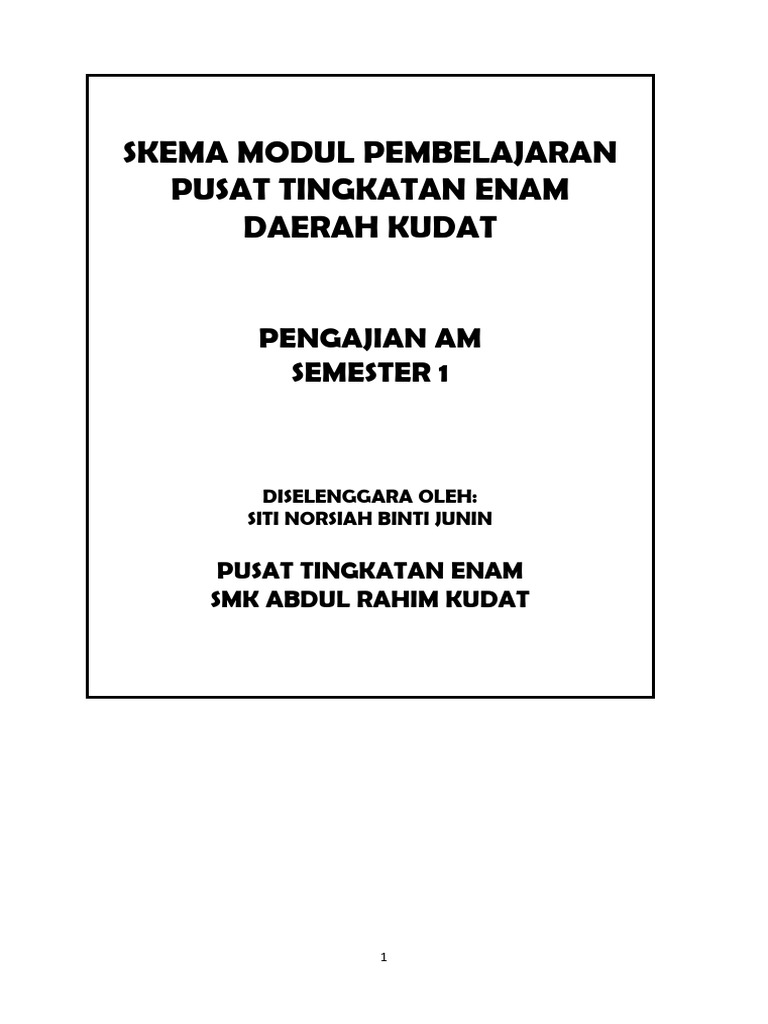 Skema Modul Pa Sem 1 Daerah | PDF