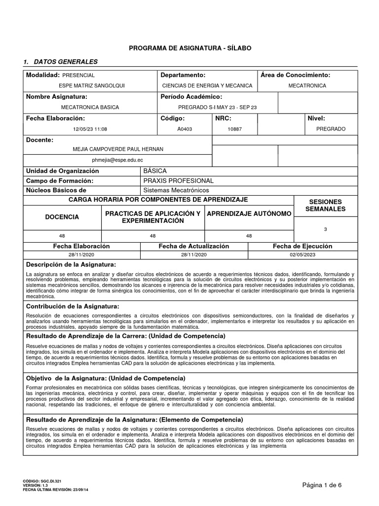 Mecatronica Basica EMEC A0403 | PDF | Electrónica | Mecatrónica