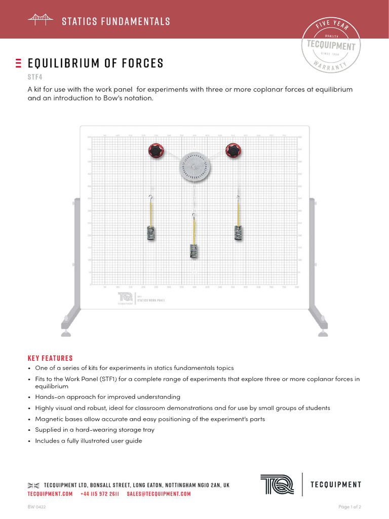 Statics Experiment Kit for Equilibrium | PDF | Force | Experiment