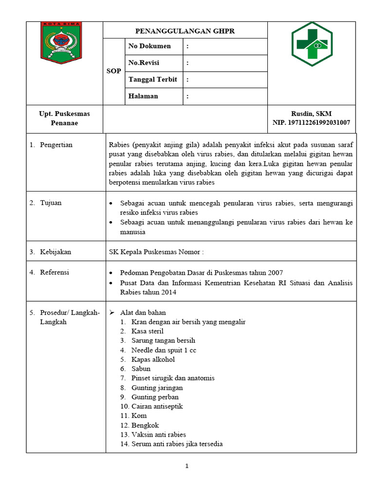 Sop Penangulangan Ghpr | PDF