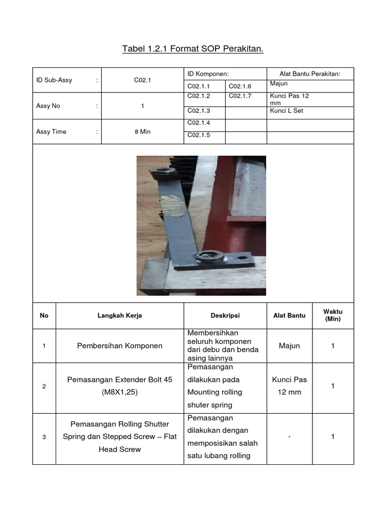SOP Perakitan Sub Assy 1 | PDF
