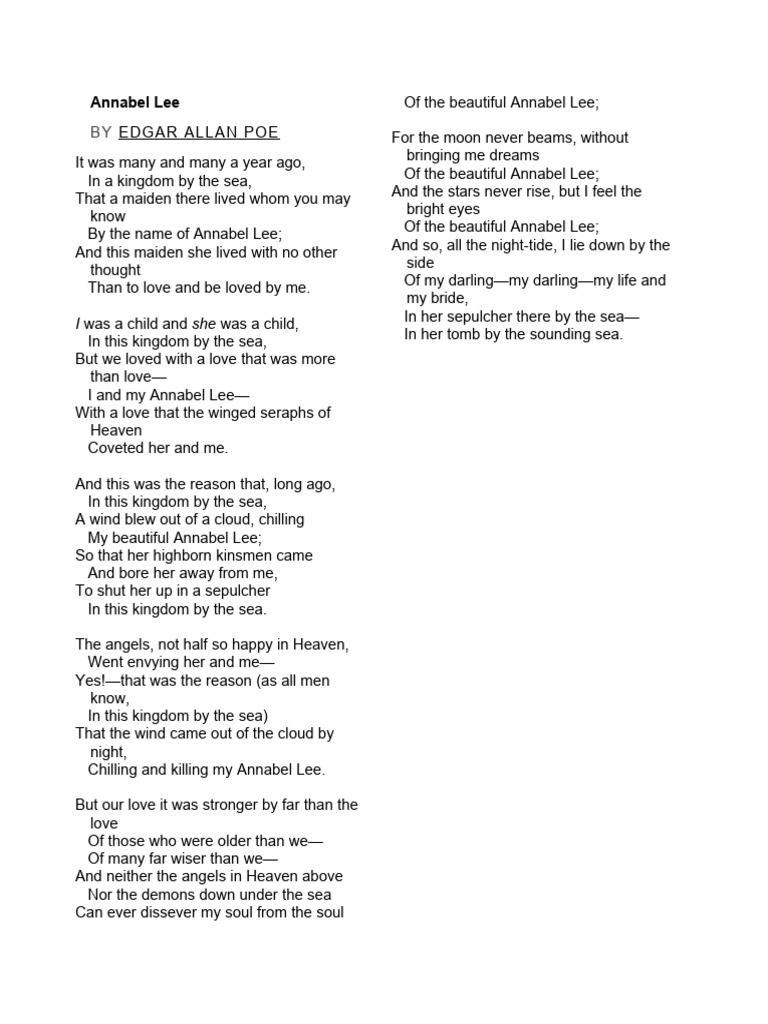 Annabel Lee #BLESS | PDF | The Raven