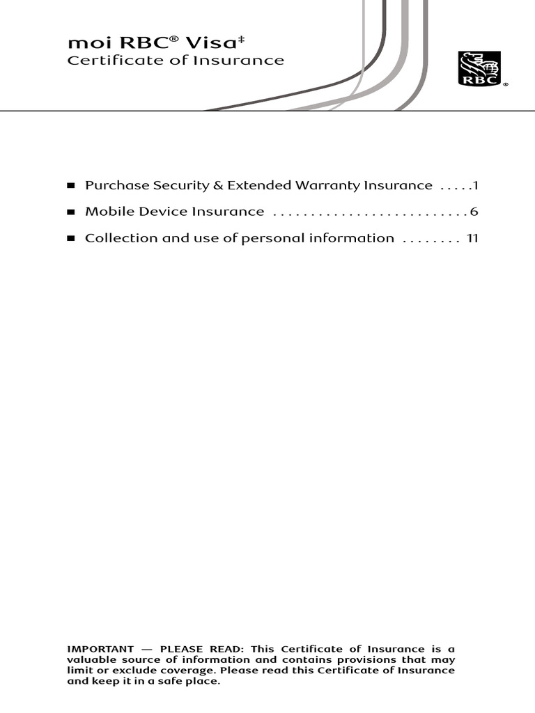 RBC Visa Purchase Security & Warranty | PDF | Insurance | Depreciation