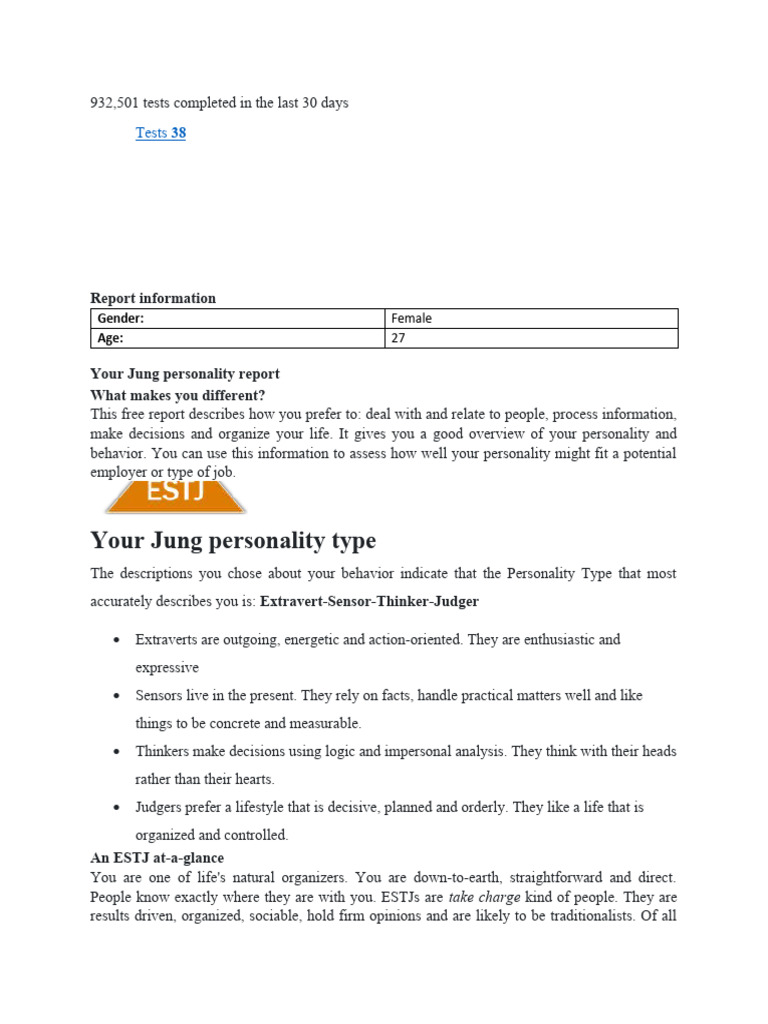 5 JUNG Personality Test | PDF