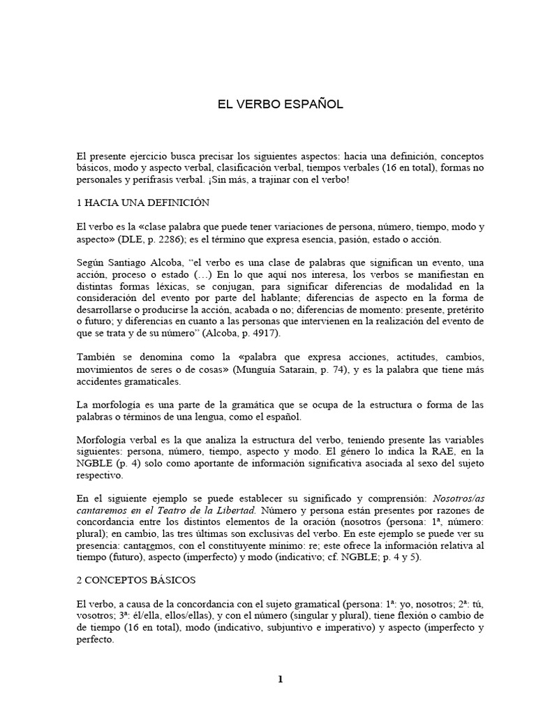 Análisis Completo del Verbo Español | PDF | Verbo | Conjugación gramatical