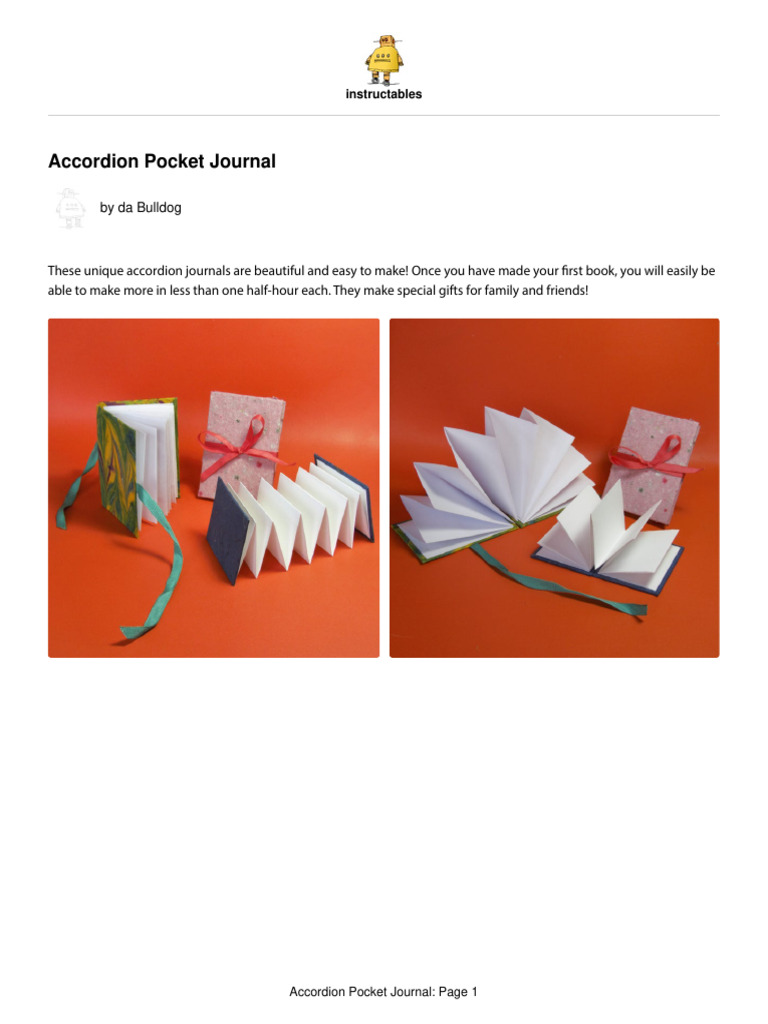 Accordion Pocket Journal | PDF | Paper | Crafts