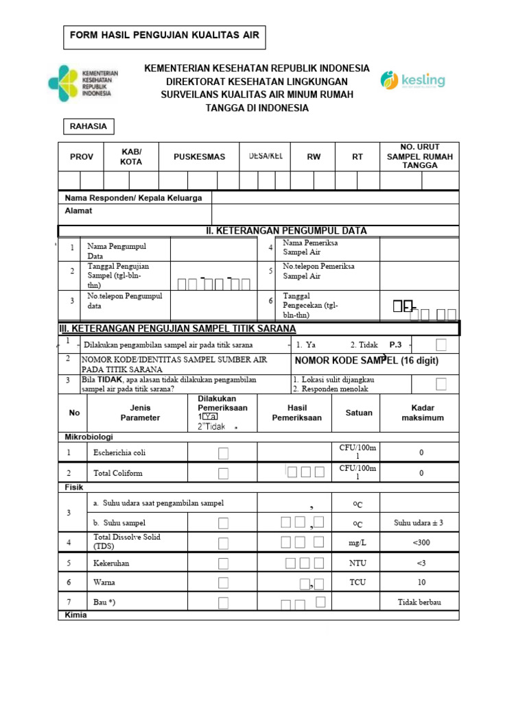 Form Hasil Pengujian Kualitas Air | PDF