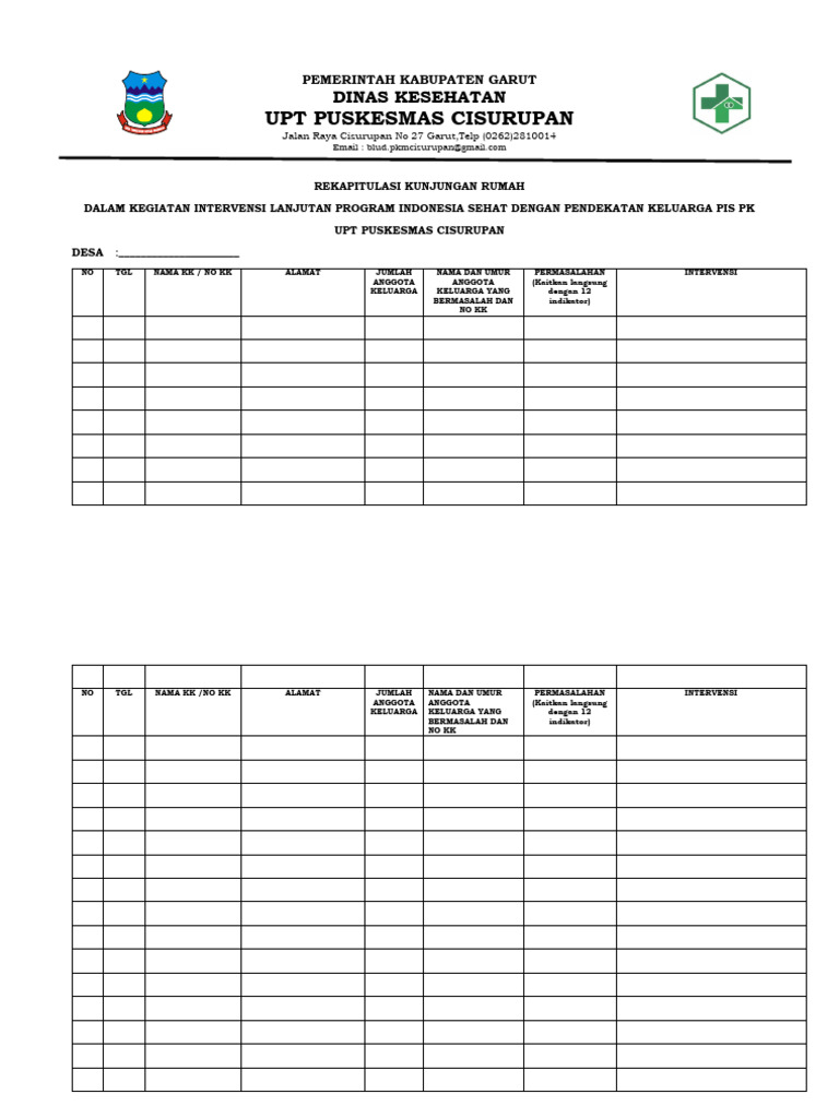 Format Rekap Kunjungan Rumah | PDF